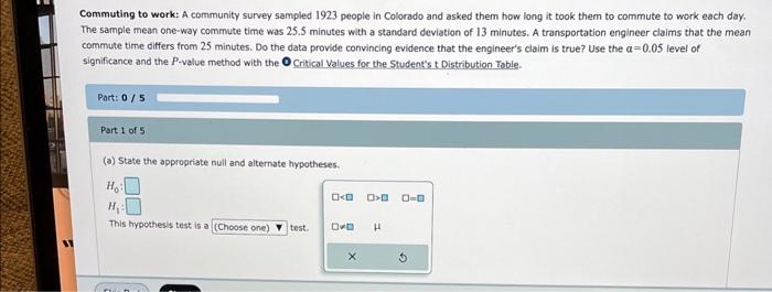 Solved Commuting to work: A community survey sampled 1923 | Chegg.com