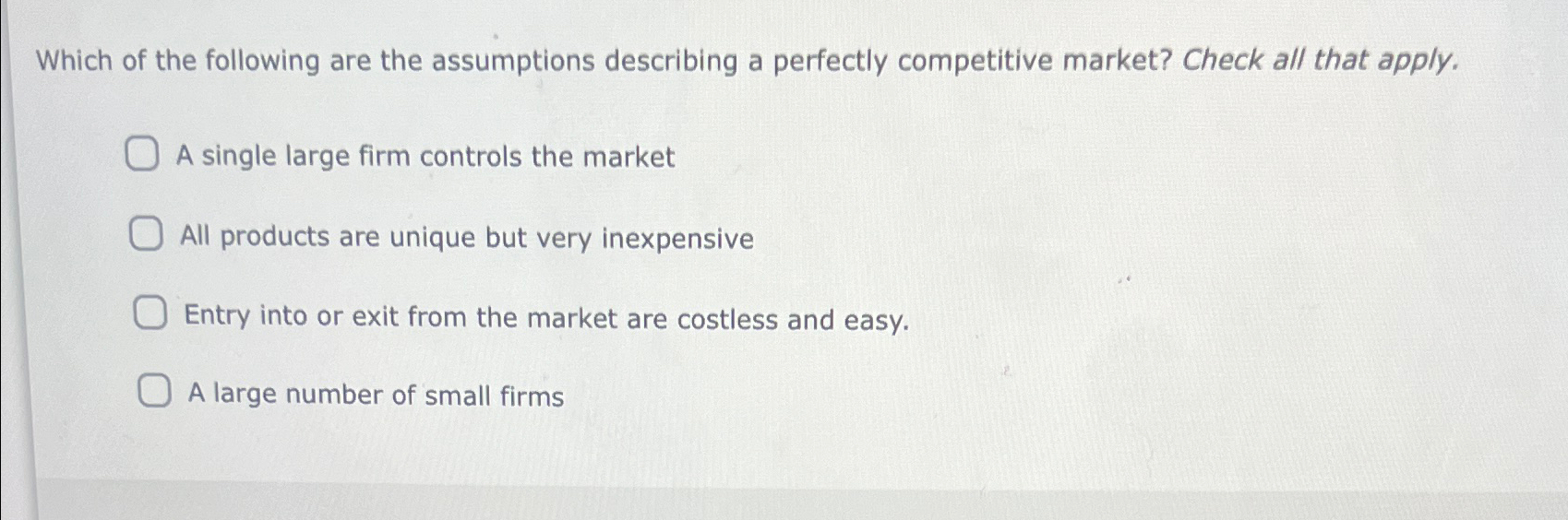 Solved Which of the following are the assumptions describing | Chegg.com