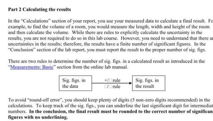 Solved Part 2 Calculating the results In the "Calculations" | Chegg.com