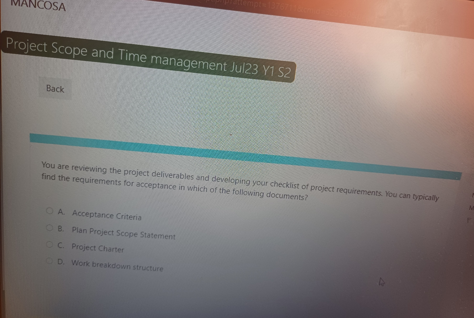 Solved IMANCOSAProject Scope and Time management Jul23 ﻿Y7 | Chegg.com