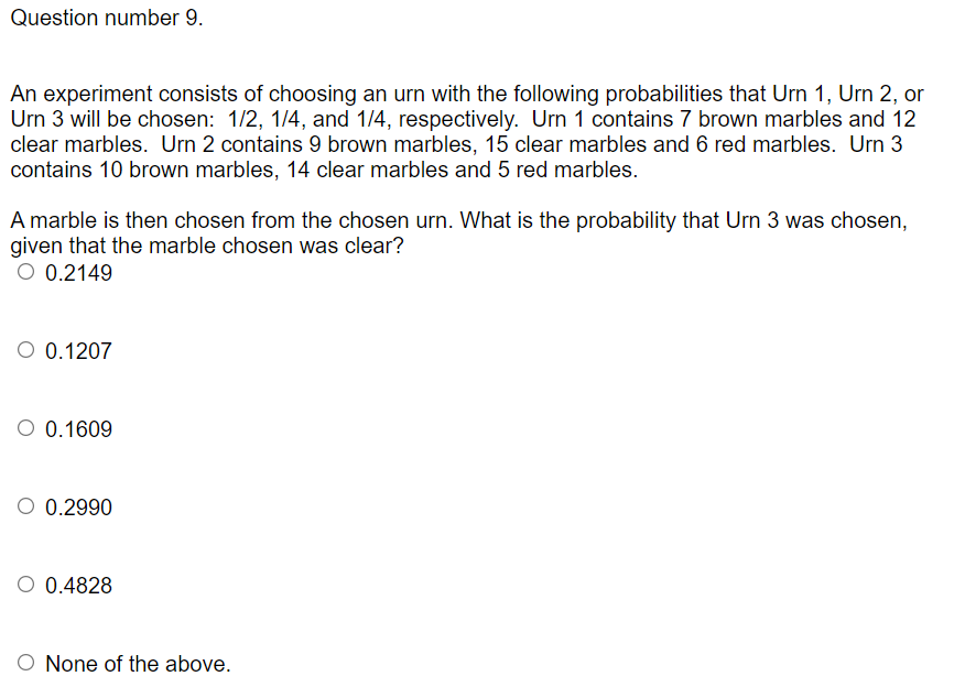 Solved Question number 9.An experiment consists of choosing | Chegg.com