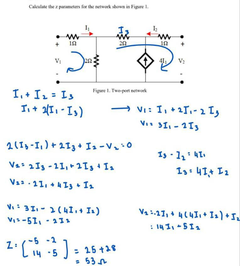 Solved Calculate the z-parameter for the network shown in | Chegg.com