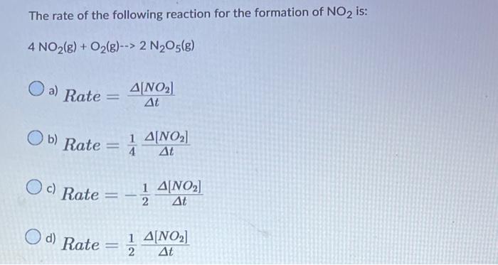 Solved The rate of the following reaction for the formation | Chegg.com