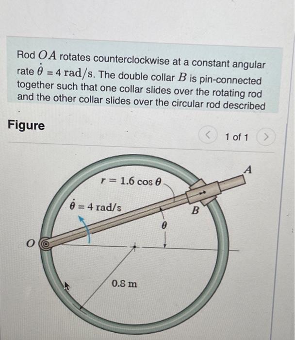 Solved Rod OA rotates counterclockwise at a constant angular | Chegg.com