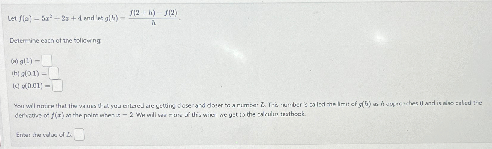 Solved Let F X 5x2 2x 4 ﻿and Let G H F 2 H F 2 Hdetermine