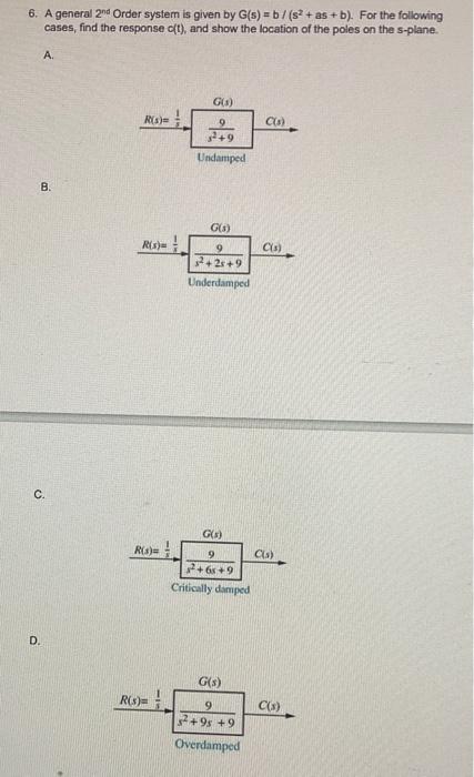 Solved 6. A general 2nd Order system is given by | Chegg.com