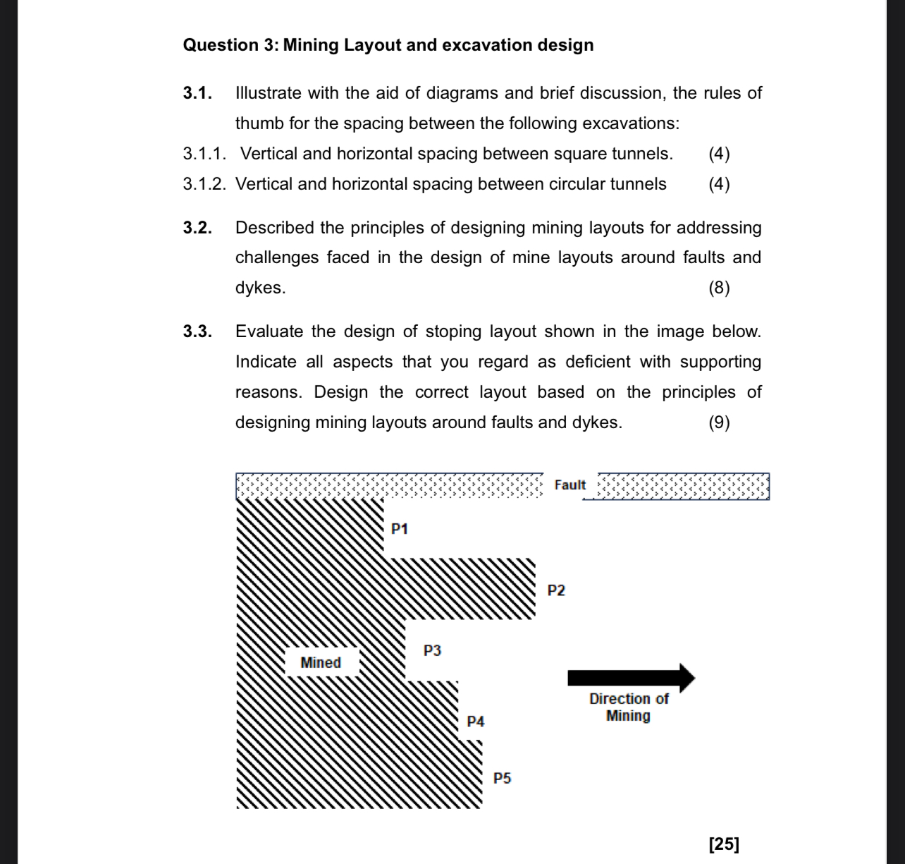 Solved Question 3: Mining Layout and excavation design3.1. | Chegg.com