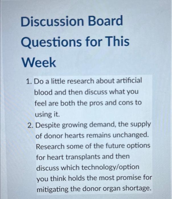 Solved Discussion Board Questions for This Week 1. Do a | Chegg.com