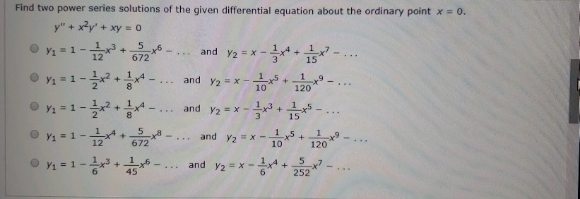 Solved Find two power series solutions of the given | Chegg.com