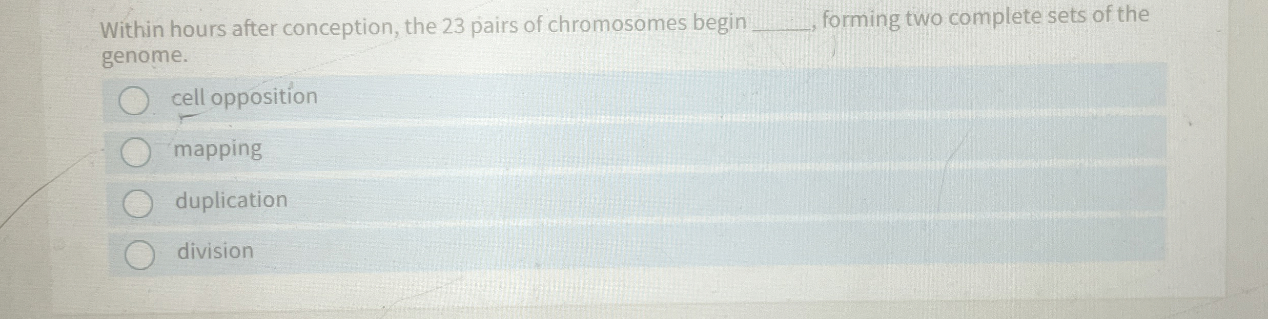 Within hours after conception, the 23 ﻿pairs of | Chegg.com