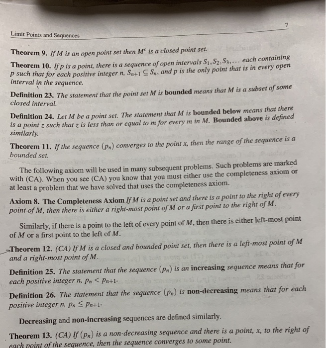 Solved Limit Points and Sequences Theorem 9. If M is an open | Chegg.com