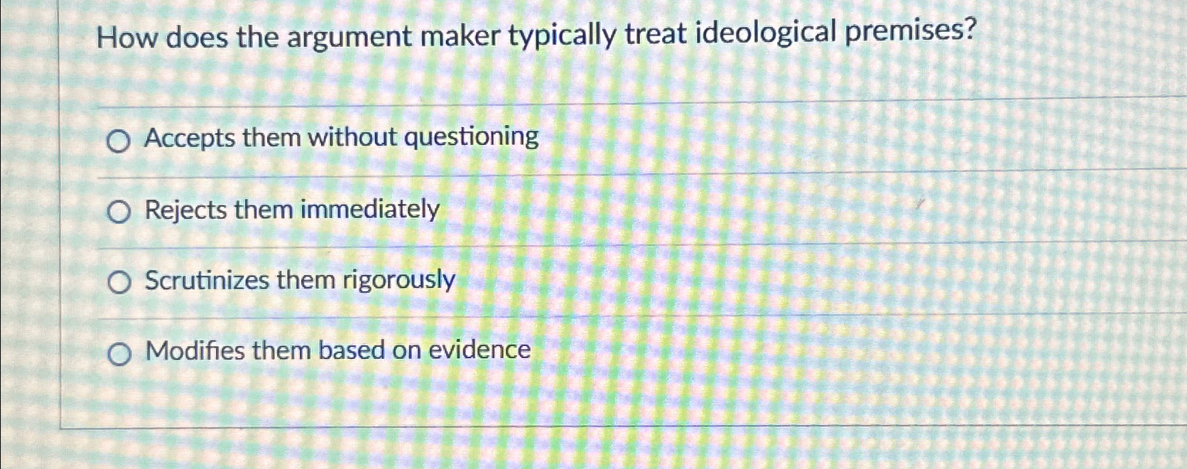 Solved How does the argument maker typically treat | Chegg.com