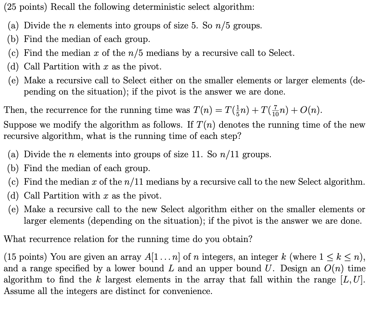 Solved (25 ﻿points) ﻿Recall the following deterministic | Chegg.com