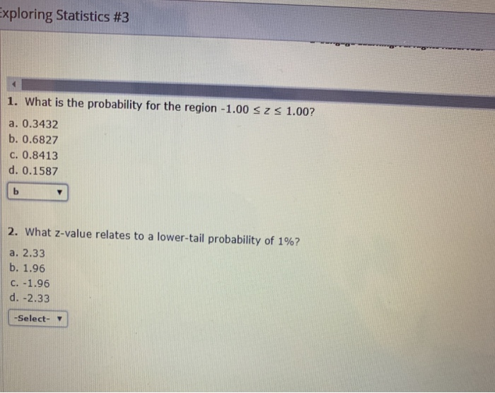 Solved ploring Statistics #3 1. What is the probability for | Chegg.com