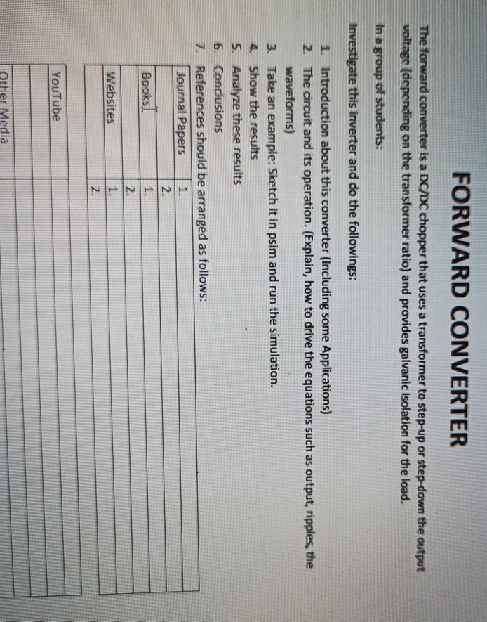 Solved FORWARD CONVERTER The forward converter is a DC/DC | Chegg.com