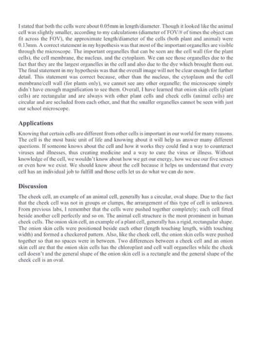 Solved Comparing Plant and Animal Cells Objective: The | Chegg.com