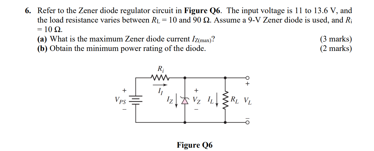 Solved Refer to the Zener diode regulator circuit in Figure | Chegg.com