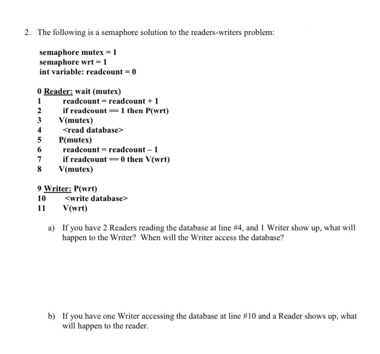 Solved The following is a semaphore solution to the | Chegg.com