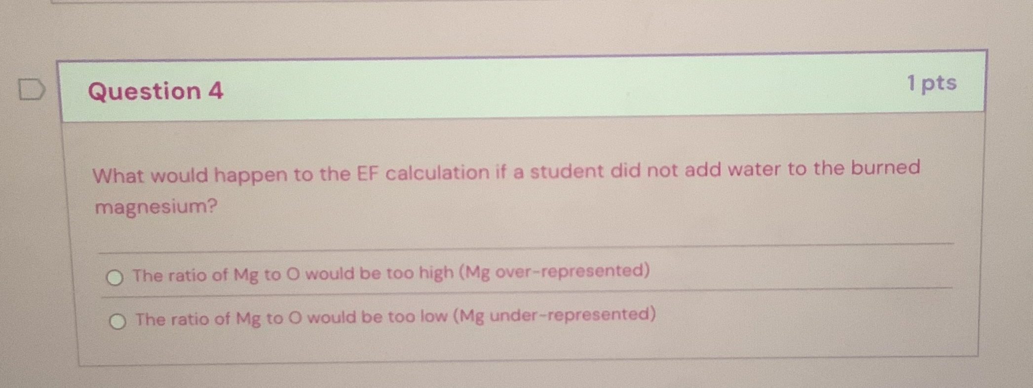 Solved Question 4What would happen to the EF calculation if | Chegg.com