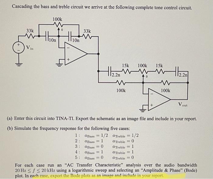 Solved Using TINA-TI please create schematic and bode plots | Chegg.com
