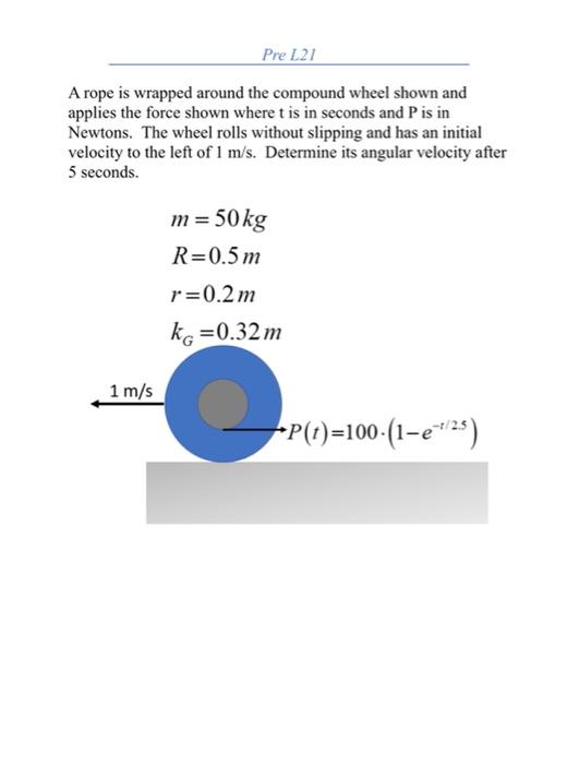 Solved Pre L21 A rope is wrapped around the compound wheel | Chegg.com