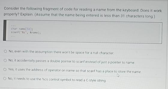Solved Consider the following fragment of code for reading a | Chegg.com
