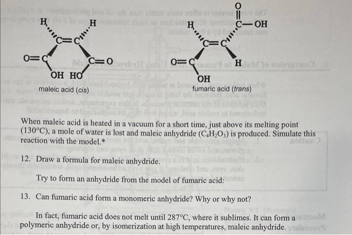 Solved When maleic acid is heated in a vacuum for a short | Chegg.com