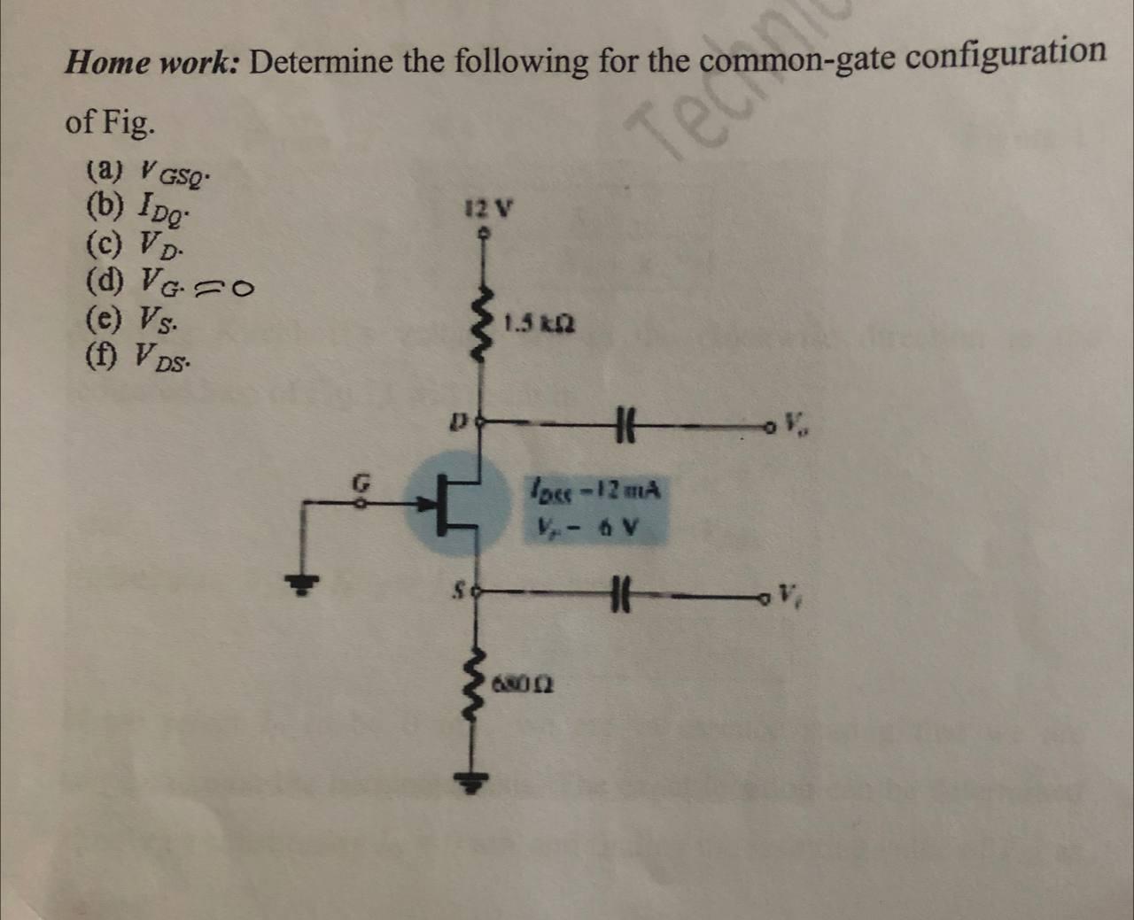 Solved Home work: Determine the following for the | Chegg.com