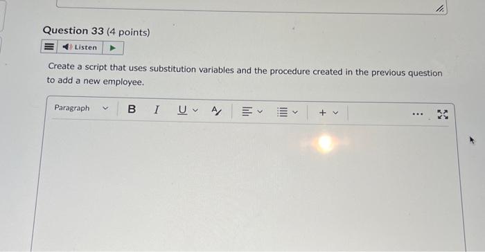 Solved Create a script that uses substitution variables and | Chegg.com