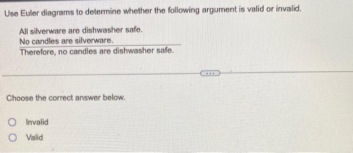 Solved Use Euler diagrams to determine whether the following | Chegg.com