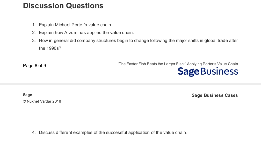 Solved Discussion QuestionsExplain Michael Porter's value | Chegg.com