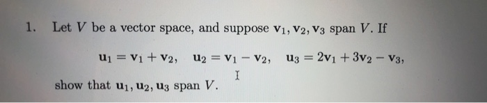 Solved 1. Let V be a vector space, and suppose V1, V2, V3 | Chegg.com