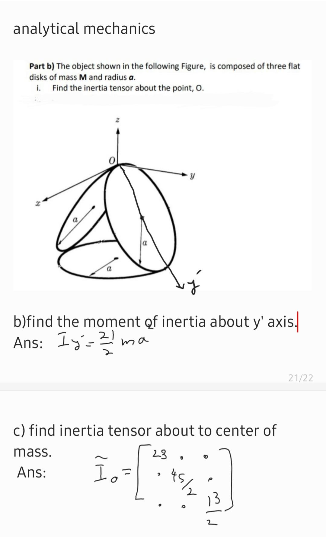 Solved analytical mechanics Part b) The object shown in the | Chegg.com
