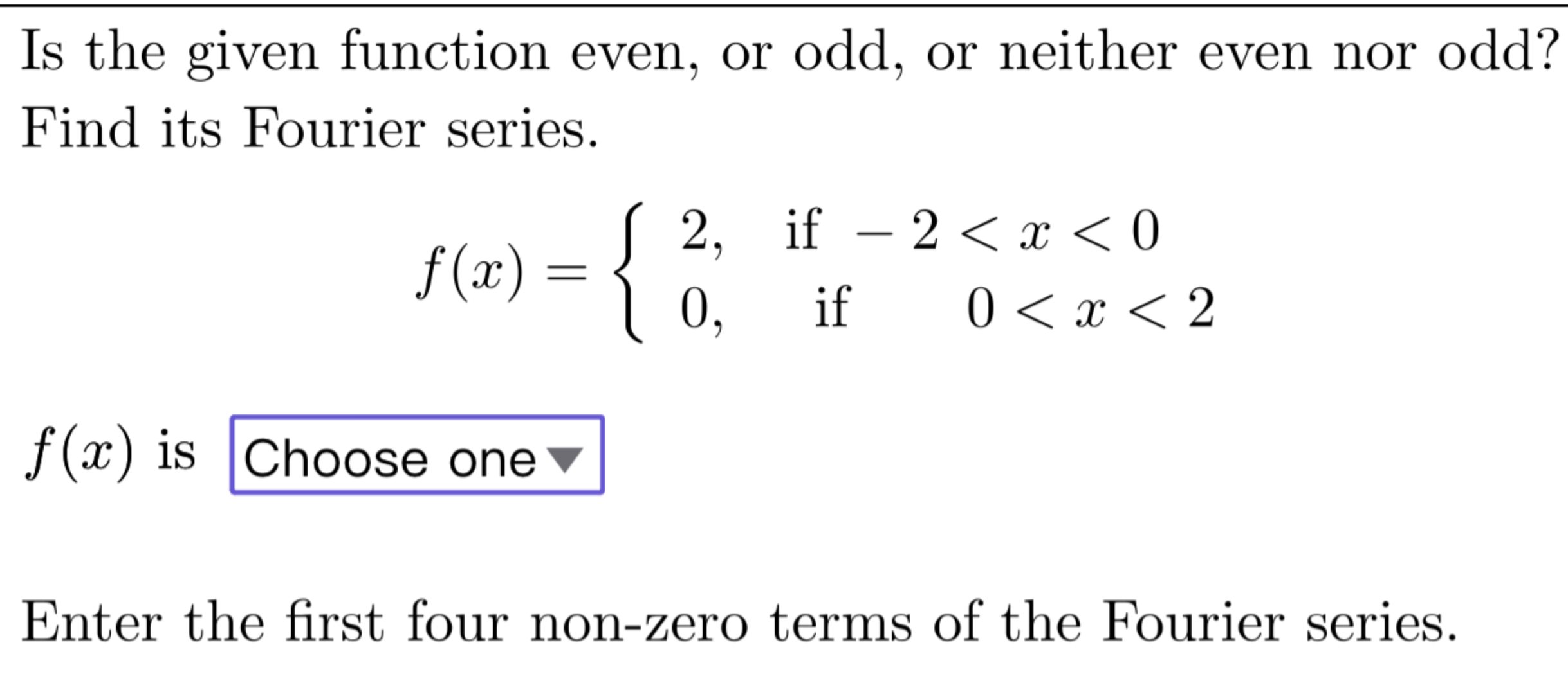 Solved Is the given function even, or odd, or neither even | Chegg.com