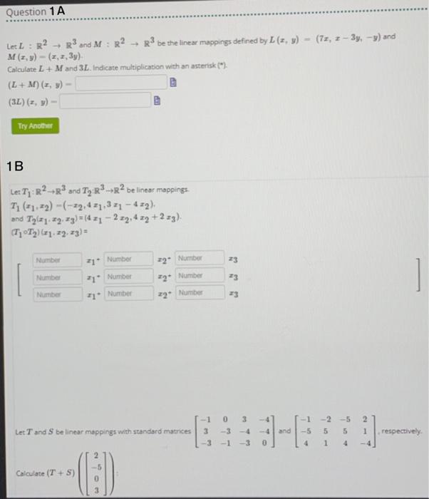 Solved Let L:R2→R3 and M:R2→R3 be the linear mappings | Chegg.com