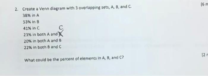 Solved on 2. Create a Venn diagram with 3 overlapping sets, | Chegg.com