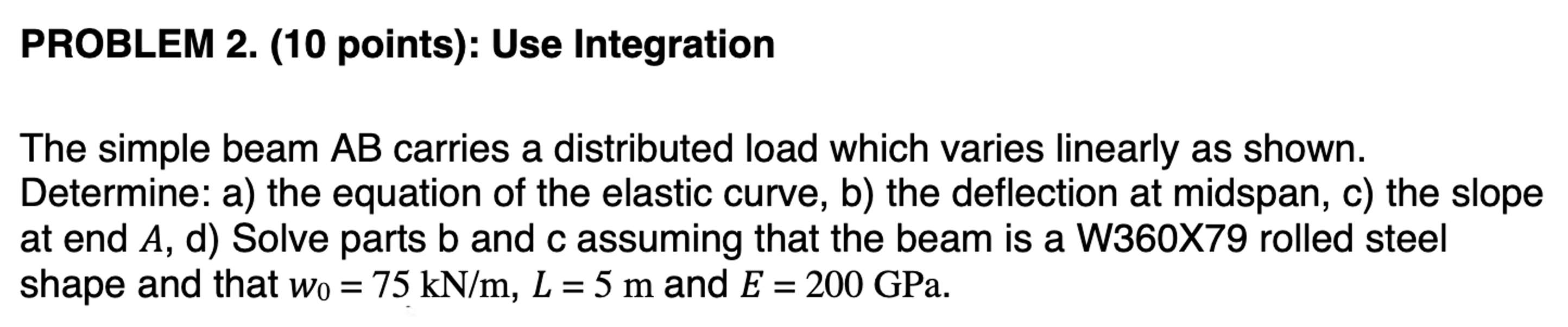 Solved Use IntegrationThe simple beam AB carries a | Chegg.com
