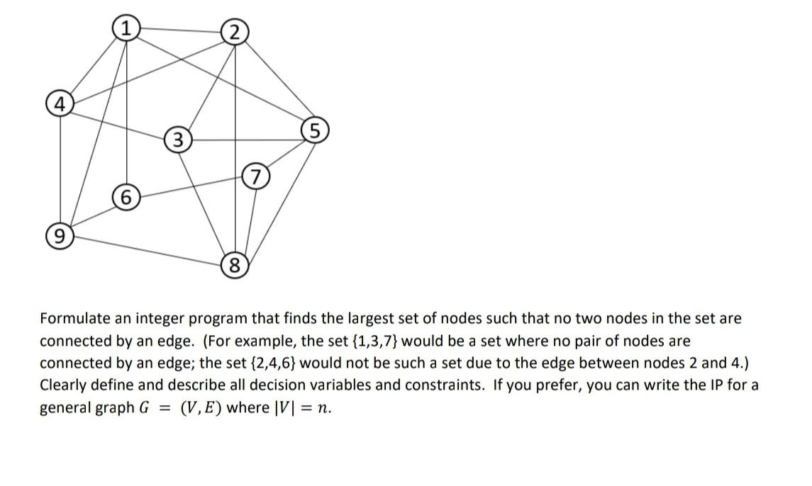 Solved Formulate An Integer Program That Finds The Largest 8073