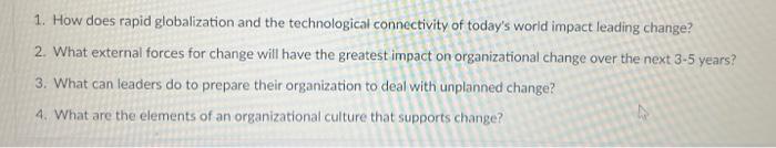 Solved 1. How does rapid globalization and the technological | Chegg.com