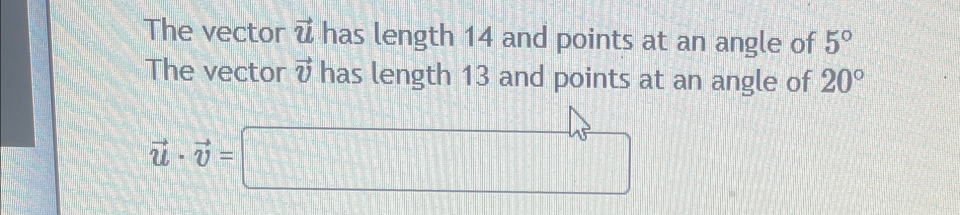 Solved The vector vec(u) ﻿has length 14 ﻿and points at an | Chegg.com