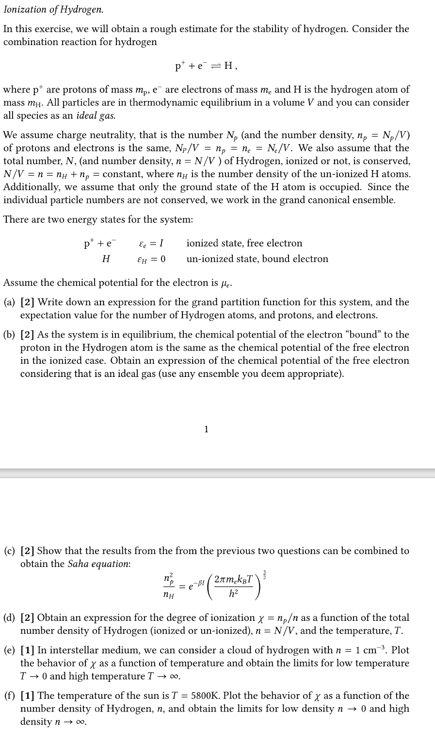 Solved Ionization of Hydrogen.In this exercise, we will | Chegg.com