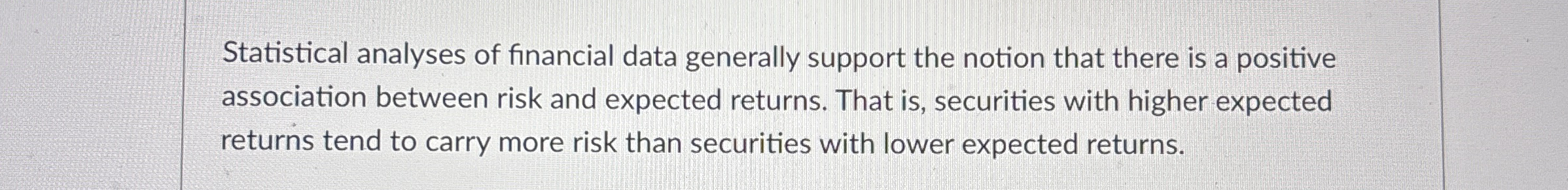 Statistical analyses of financial data generally | Chegg.com