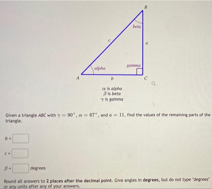 Solved B B beta a alpha gamma А b с Q a is alpha B is beta y | Chegg.com