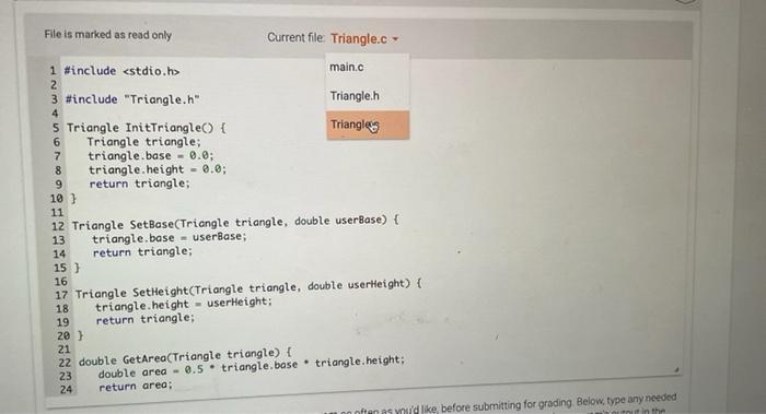 Solved 9.11 LAB: Triangle area comparison Given Triangle | Chegg.com Solved 9.11 LAB: Triangle area comparison Given Triangle | Chegg.com