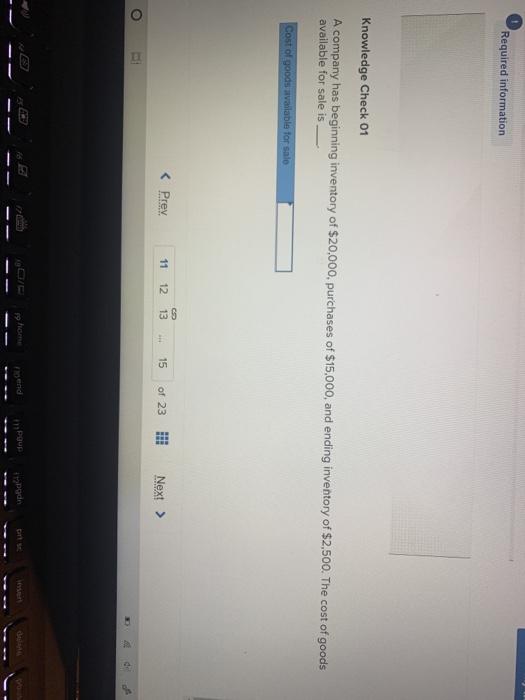 Solved Required information Knowledge Check 01 A company has | Chegg.com
