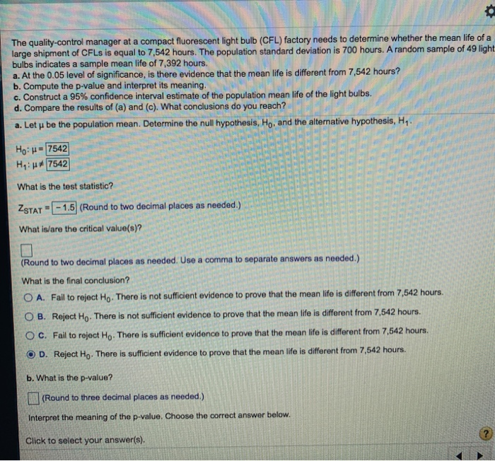 Solved The quality control manager at a compact fluorescent | Chegg.com