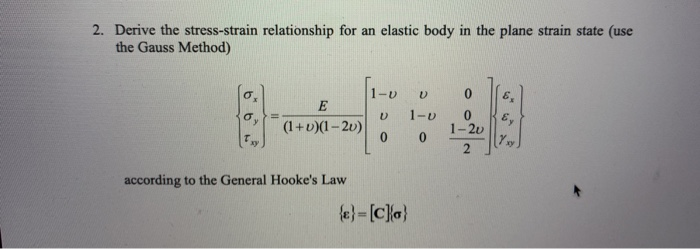 Solved 2. Derive the stress-strain relationship for an | Chegg.com