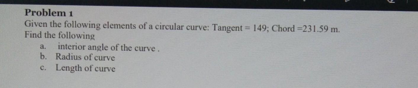 Solved Problem 1 Given the following elements of a circular | Chegg.com