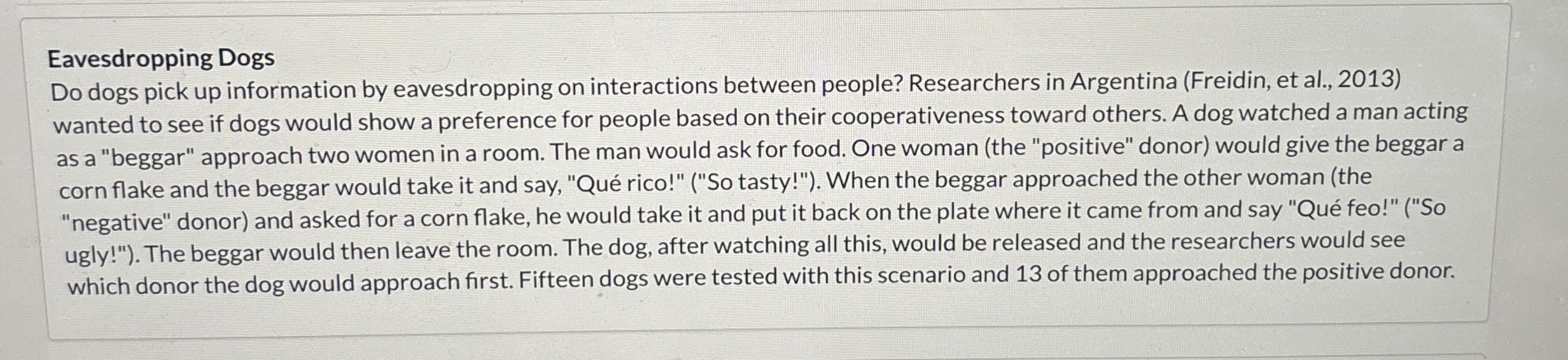 Solved Eavesdropping DogsDo dogs pick up information by | Chegg.com