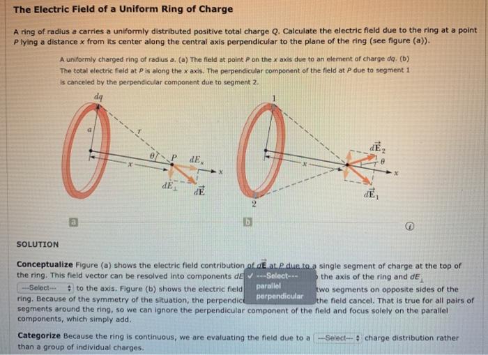 Solved The Electric Field of a Uniform Ring of Charge A ring | Chegg.com